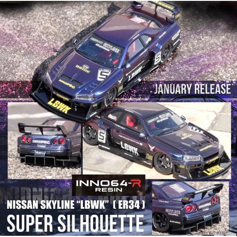 Jual INNO64-R 1/64 RESIN NISSAN SKYLINE "LBWK" (ER34) SUPER SILHOUETTE ...