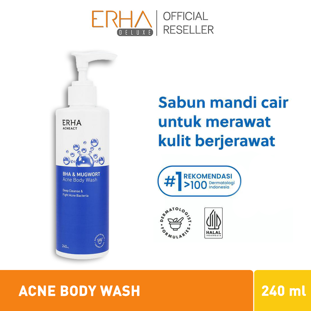 Jual ERHA Acneact Acne Body Wash - Sabun Tubuh Jerawat + BHA & Mugwort ...