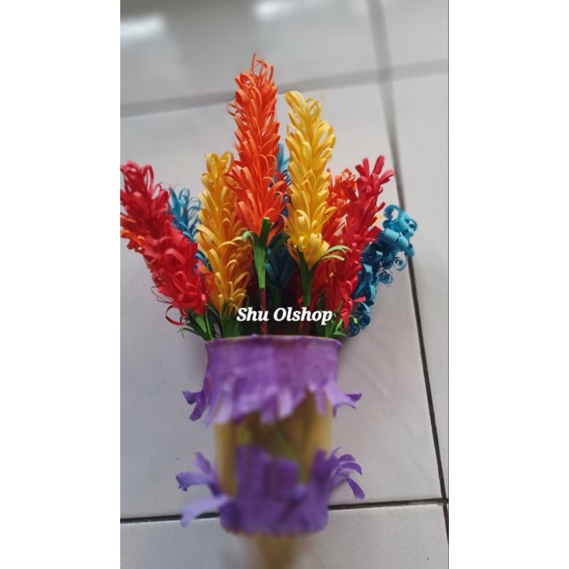 Jual bunga kertas/origami bunga lavender/prakarya dari origami set isi ...