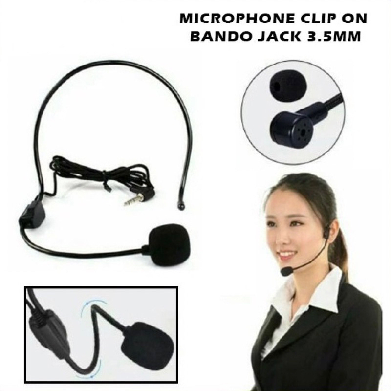 Jual Microphone Mic Bando Clip On 3.5mm Microphone Headset Kabel Jack ...