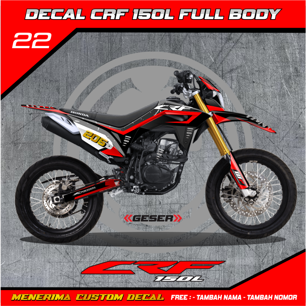 Jual Stiker Decal Crf 150 L Full Body Supermoto Merah Terbaru | Shopee ...