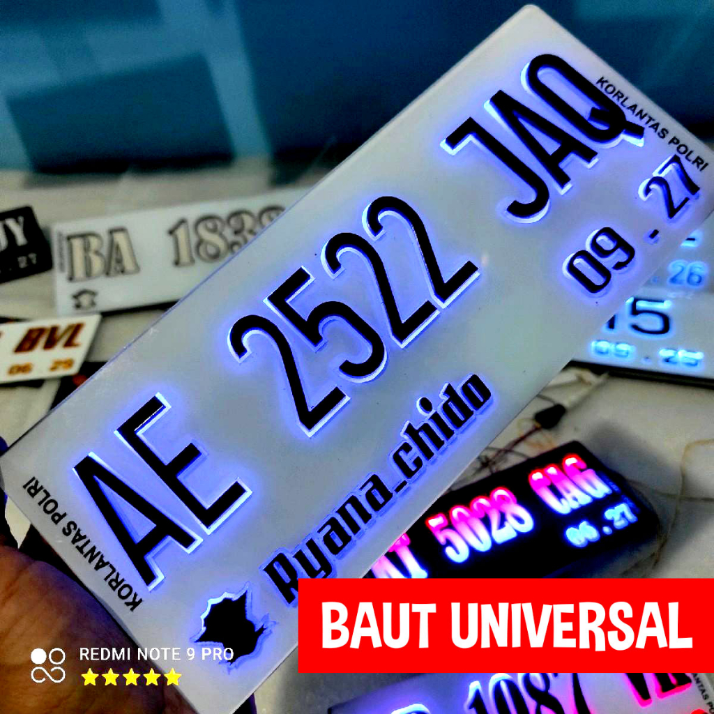 Jual Plat Motor Putih LED Timbul Akrilik Baut Tanam | Shopee Indonesia