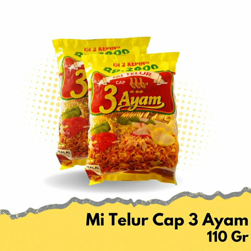 Jual Mi Telur Cap 3 Ayam 110Gr Kemasan Ekonomis | Shopee Indonesia