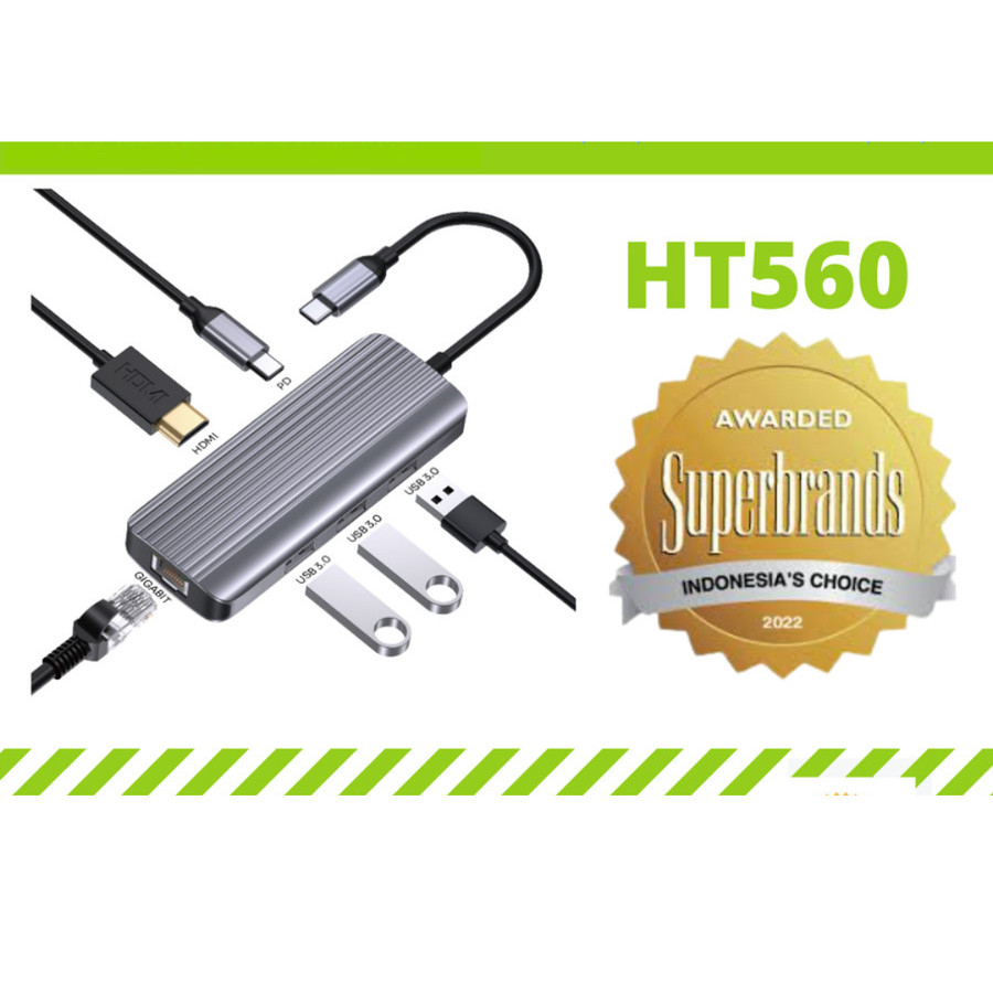 Jual ROBOT HT560 6IN1 CONVERTER USB HUB TYPE-C WITH ETHERNET LAN ...