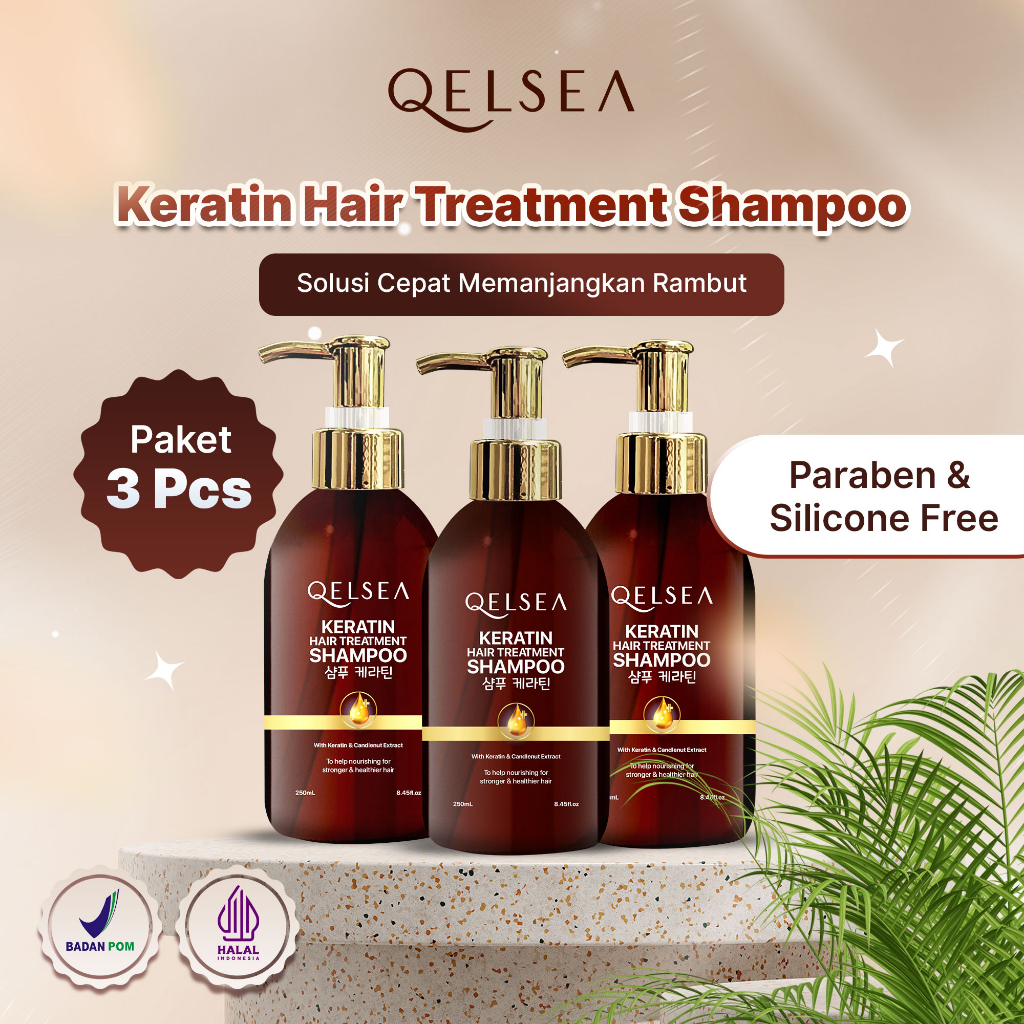 Jual Qelsea 3Pcs Shampoo Keratin Hair Treatment Memanjangkan Merawat ...