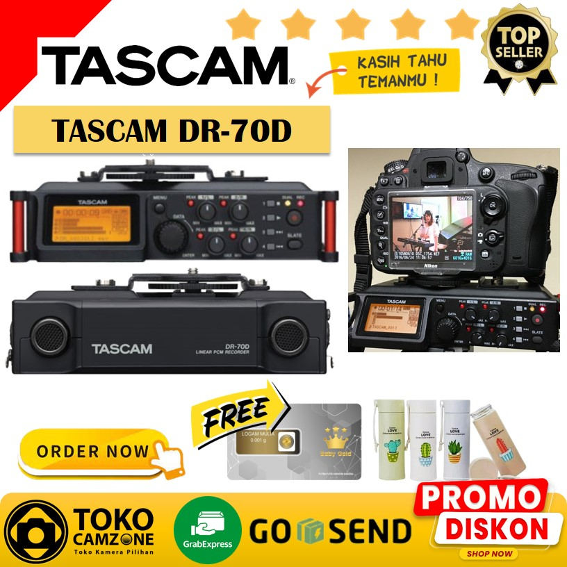 Jual TASCAM DR-70D 6-Input / 4-Track Multi-Track Field Recorder with ...