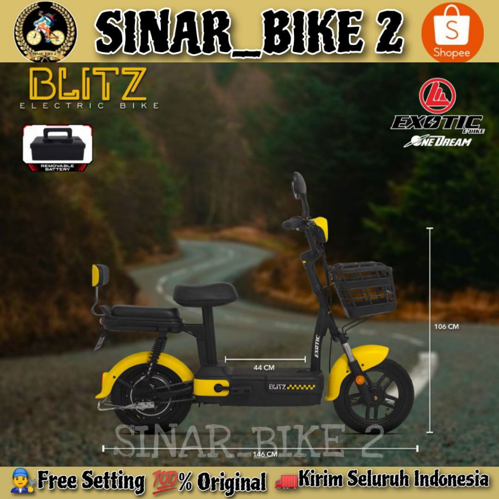 Jual Sepeda Listrik EXOTIC BLITZ BY PACIFIC 500 Watt Removable Battery ...