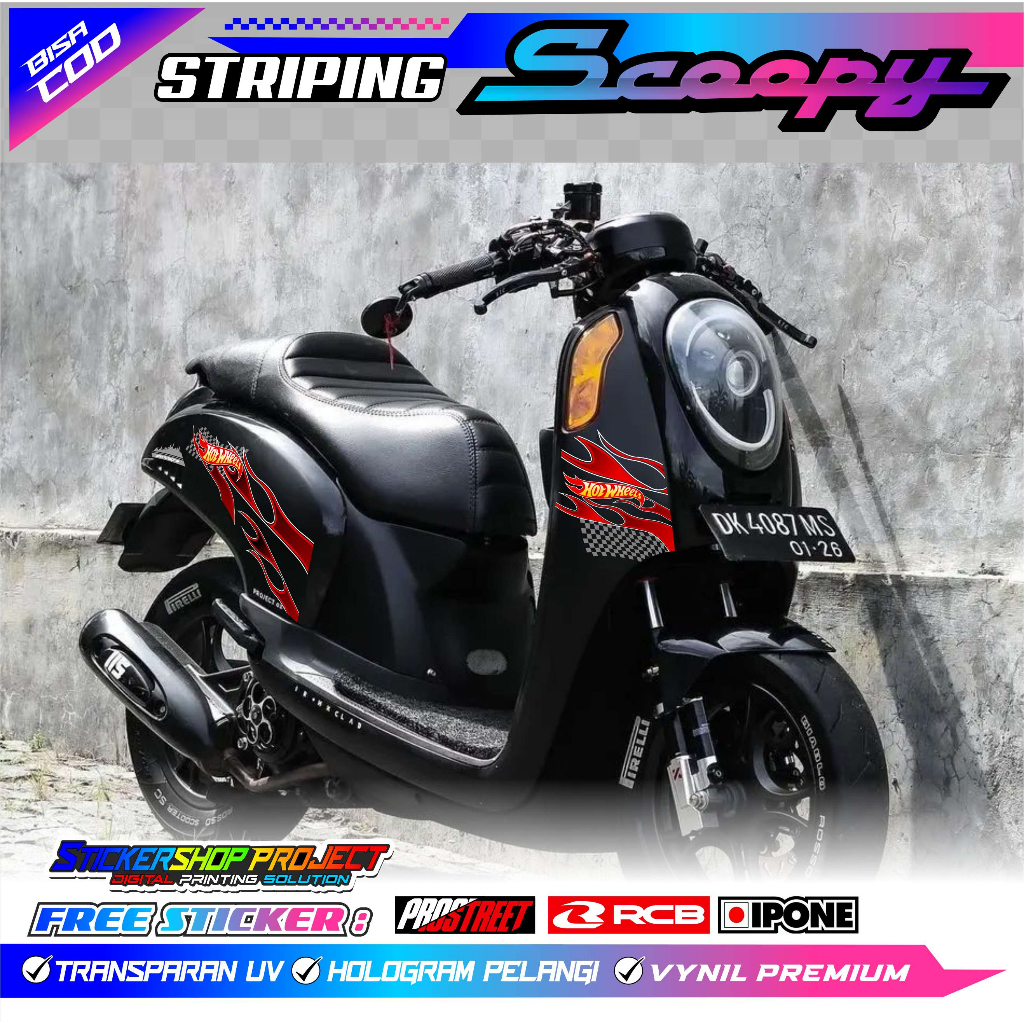 Jual STRIPING VARIASI HONDA SCOOPY HOTWHEELS STYLE / STICKER LIST MOTOR ...