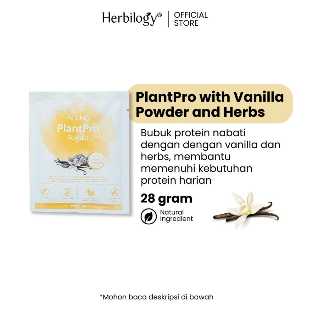 Jual Trial Size Herbilogy PlantPro Powder-Vanilla 28g (Plant Protein ...