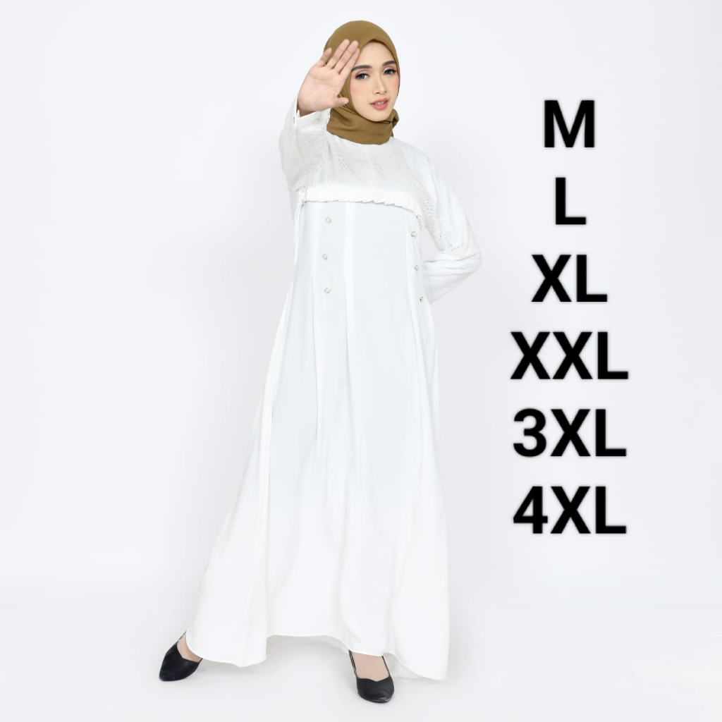 Jual COD Inara Dress Jumbo M L XL XXL 3XL 4XL LD 90-140cm // Gamis ...