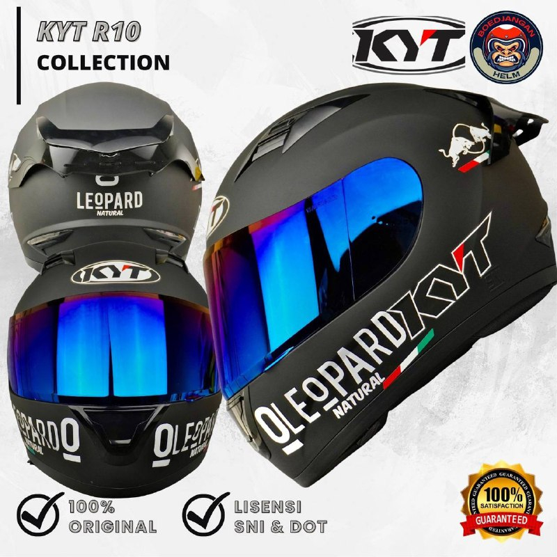Jual HELM KYT R10 SOLID BLACK DOFF PAKET LEOPARDD REDBULL STIKER | HELM ...