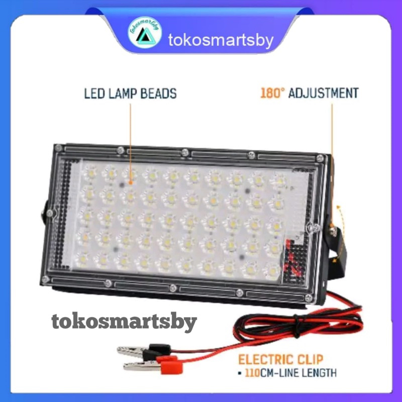 Jual Lampu LED Sorot / Kap Big Power Floodlight DC 12V 50 Watt + Kabel | Shopee Indonesia