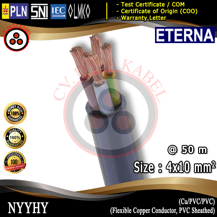 Jual Kabel NYYHY 4x10 mm2 ETERNA (50 m) /4x10mm2/4 x 10 mm2/4x10mm | Shopee Indonesia