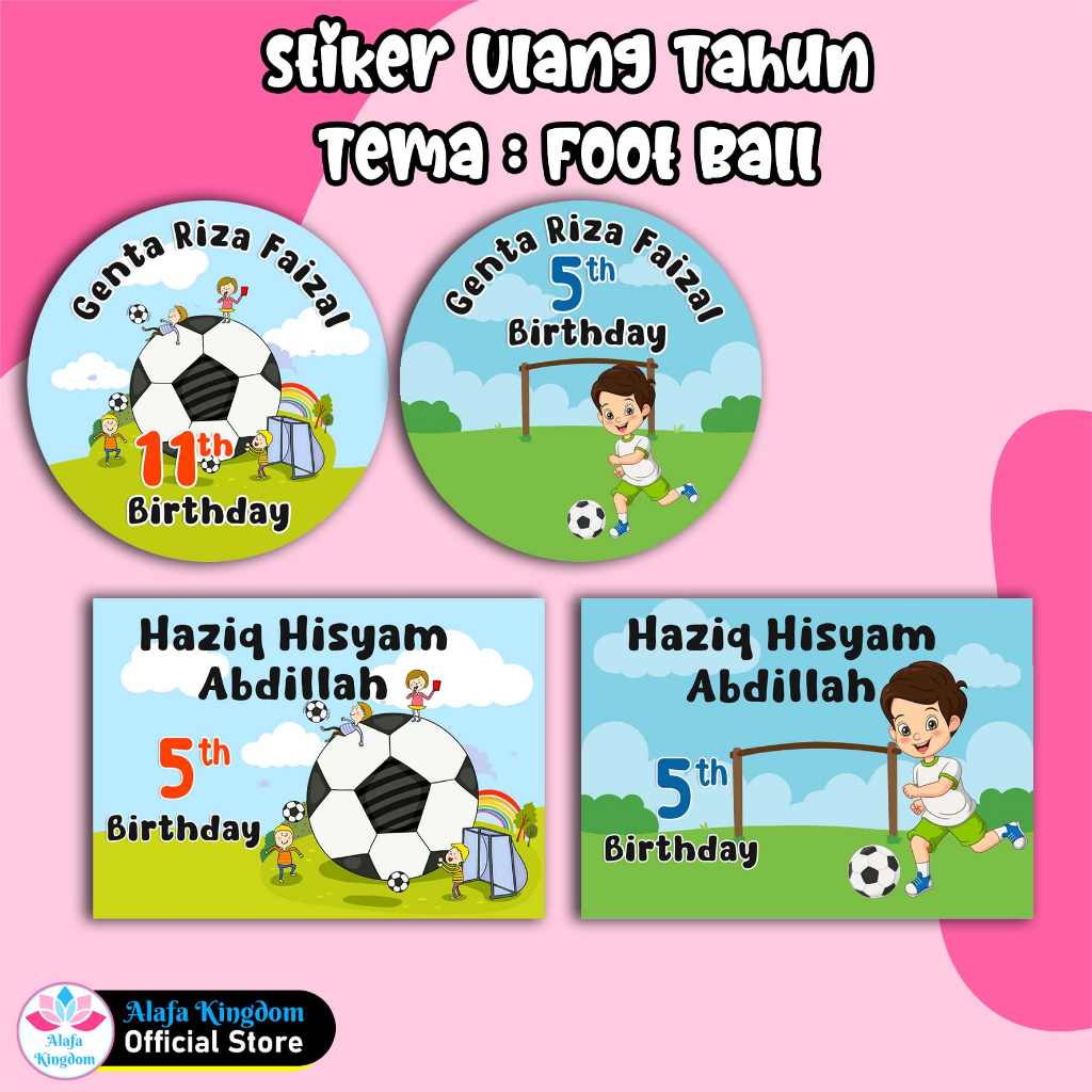 Jual alafakingdom - Stiker Label Ultah Ulang Tahun Anak Foot Ball ...