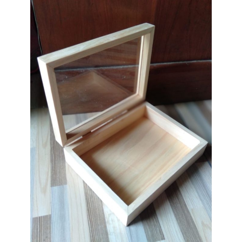 Jual kotak kayu 35 x 11 x 5cm box serbaguna tutup akrilik | Shopee ...