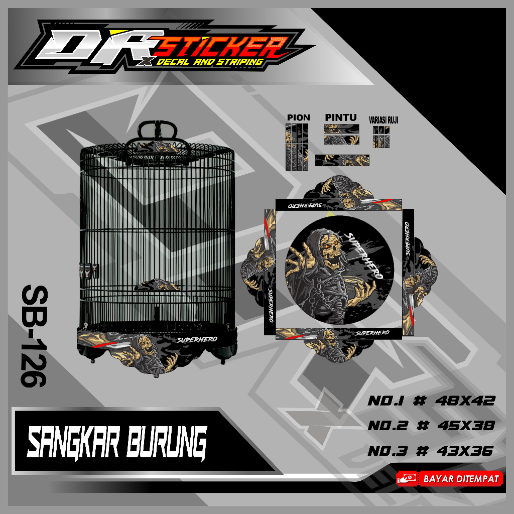 Jual Stiker Siap Kirim!!! Decal Variasi Sangkar Tebok Murai SUPERHERO ...