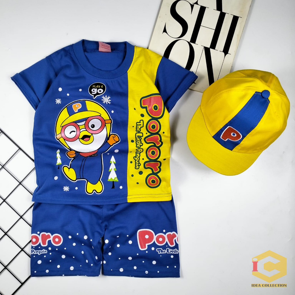 Jual IDC Setelan Baju Anak Pororo Motif Terbaru Baju Kaos Pororo Lucu ...