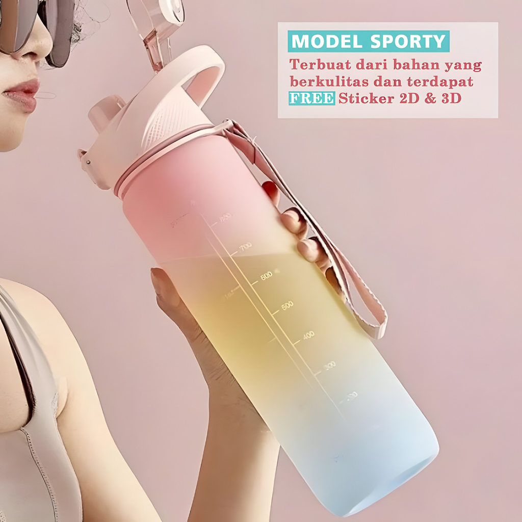 Jual (YS) Pelangi COD Botol Viral Botol Minum Gradasi 1 Liter botol ...