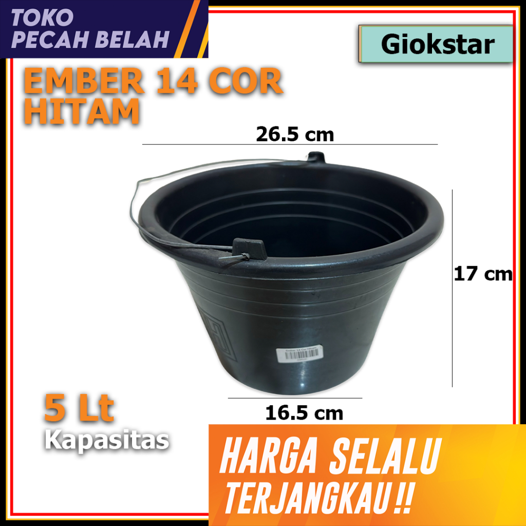 Jual Ember Plastik 14 Cor Hitam Giokstar (5 Liter) | Shopee Indonesia