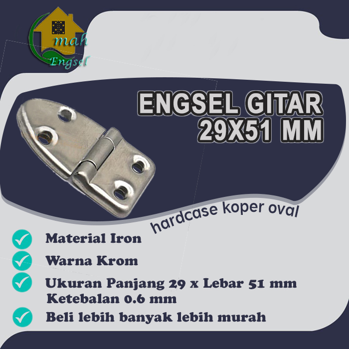 Jual Engsel gitar 29x51 mm Engsel koper Hardcase koper oval krom/bahan ...