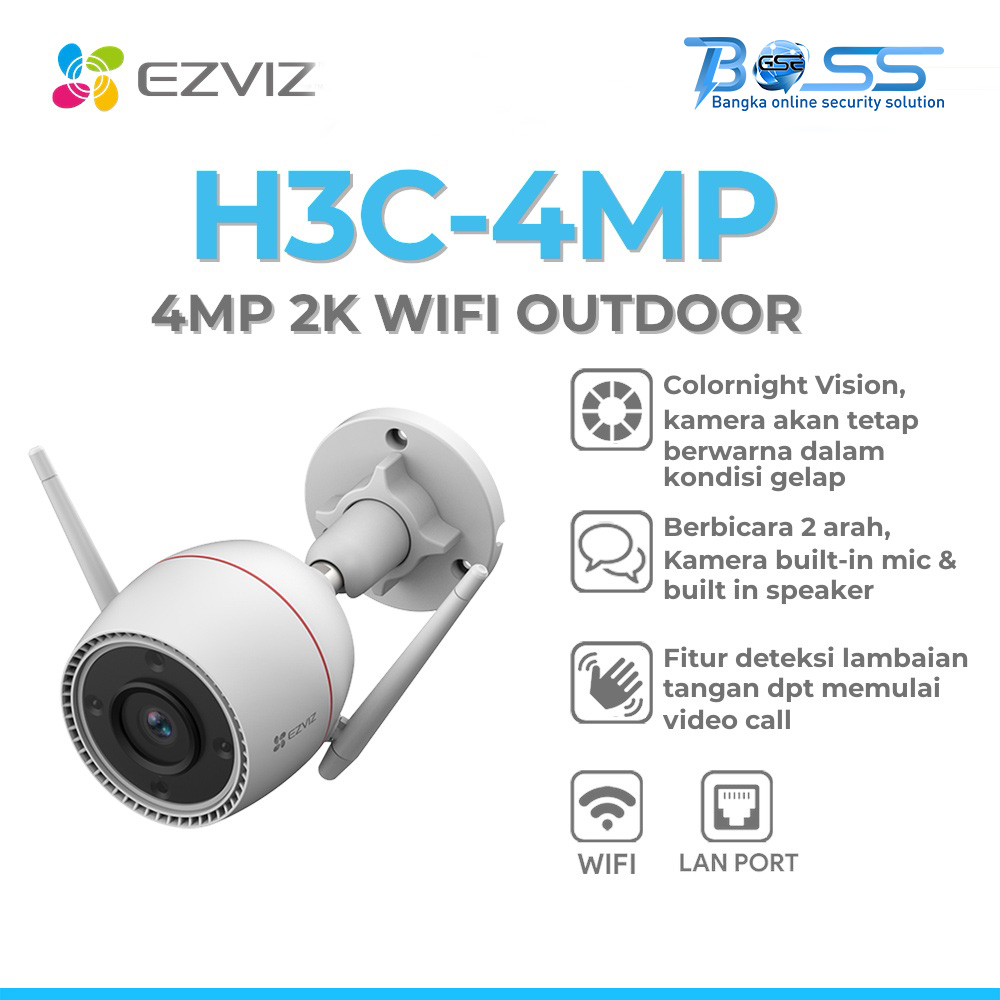 Jual CCTV EZVIZ H3C 4MP 2K OUTDOOR WIFI CAMERA COLORNIGHT VISION 2WAY ...