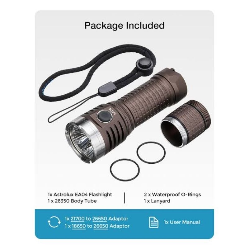 Jual SENTER ASTROLUX EA04/Ea04 senter genggam EDC 12600 LUMEN LED 4 ...