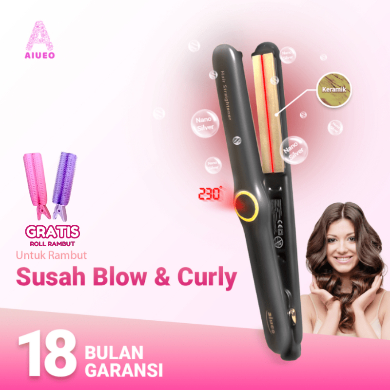 Jual Catokan AIUEO 2513 Dhira | Catok Rambut 3 in 1 Teknologi Keramik ...