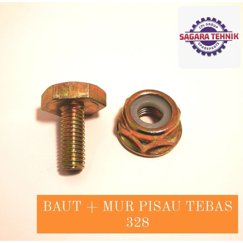 Jual Baut + Mur Pisau Tebas Mesin Potong Rumput 328 Cutter Fixing Nut ...