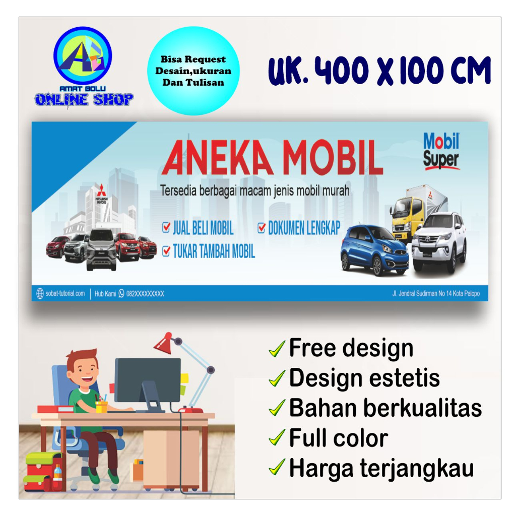 Jual SPANDUK ANEKA MOBIL WARNA BIRU LANGIT UKURAN 400X100 BISA REQUEST ...