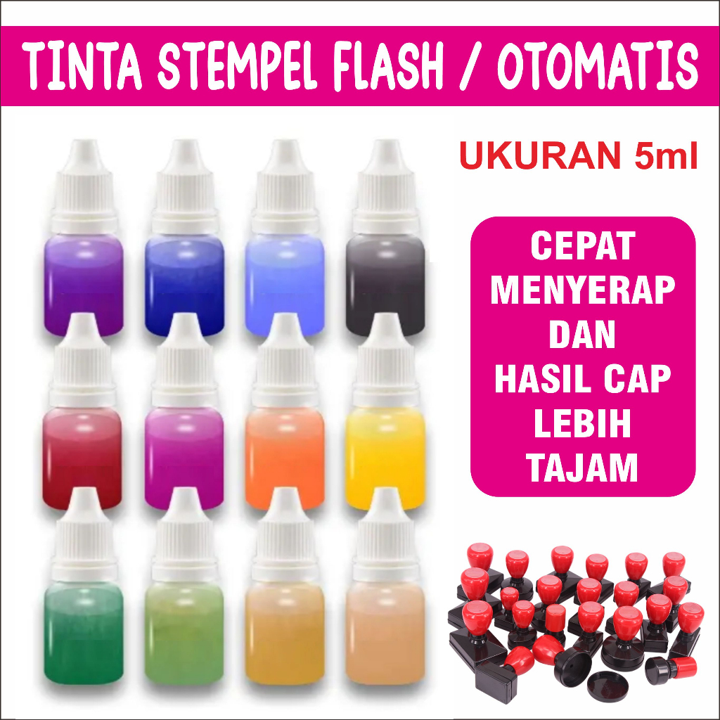 Jual Tinta Stempel Flash / Tinta Stempel Warna Otomatis (5ml) | Shopee ...