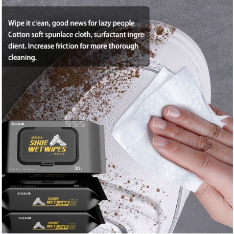 Jual ORIGINAL Shoe shine wipes isi 30 Tissue Basah Pembersih Sepatu ...