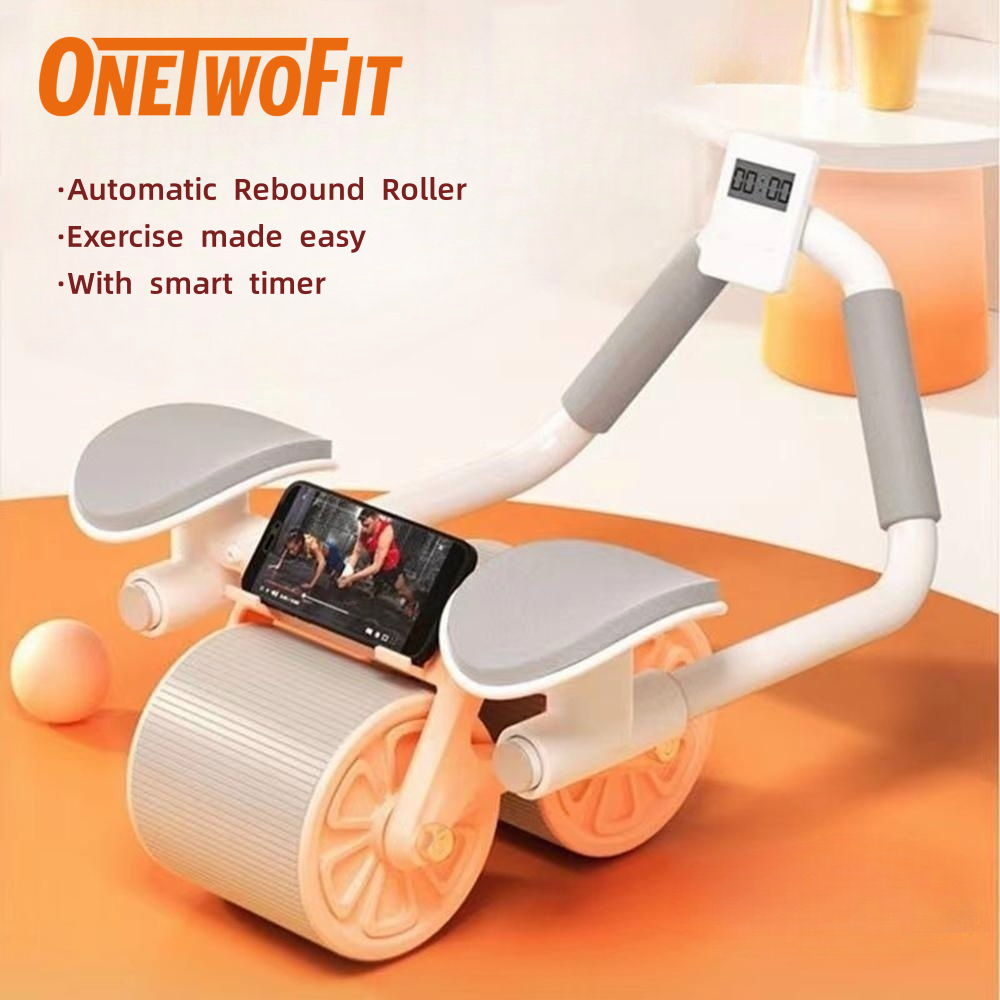 Jual OneTwoFit Ab Wheel 2in1 Ab Roller Wheels Plank Trainer Automatic ...
