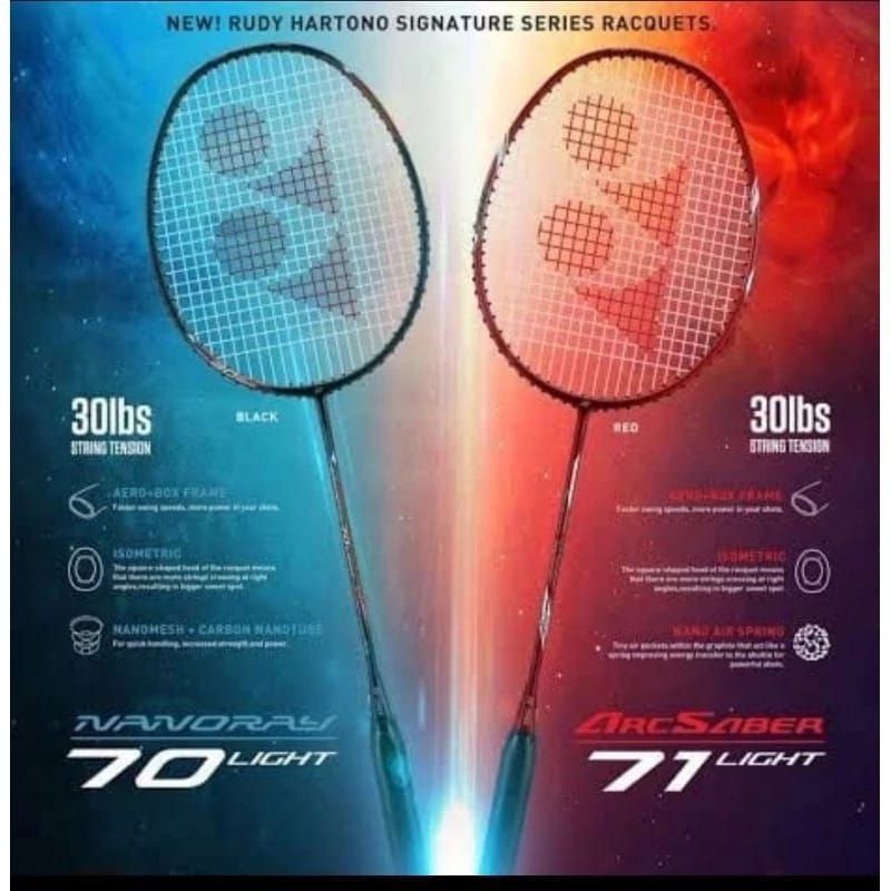 Jual Raket yonex Badminton Arcssaber 71 Light / Nanoray 70 Light Rudy Hartono Free Tas | Shopee ...