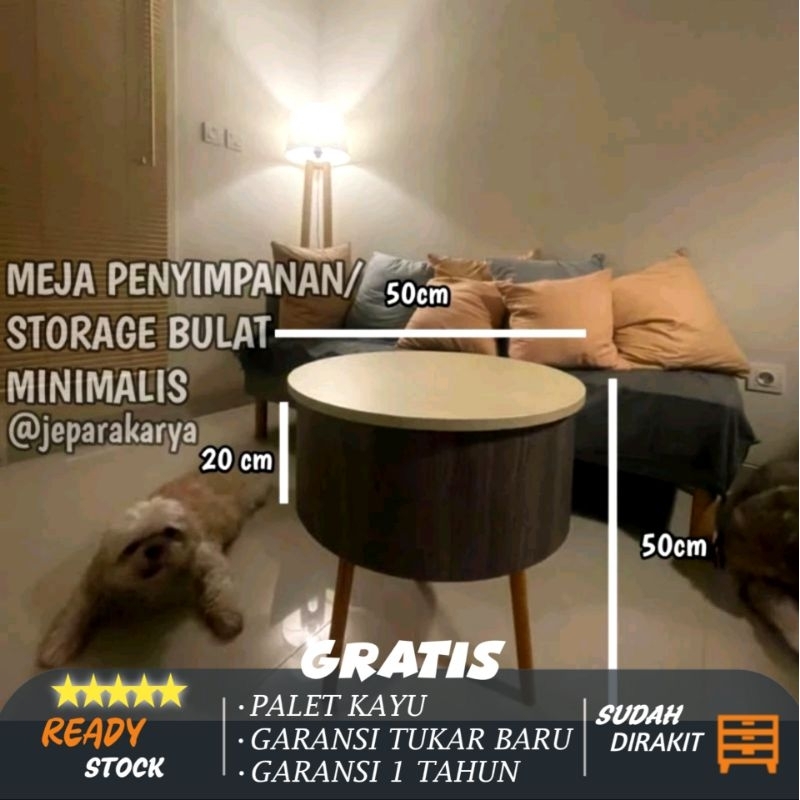 Jual Meja Tamu Minimalis Bulat Meja Storage Meja Penyimpanan Kabinet ...
