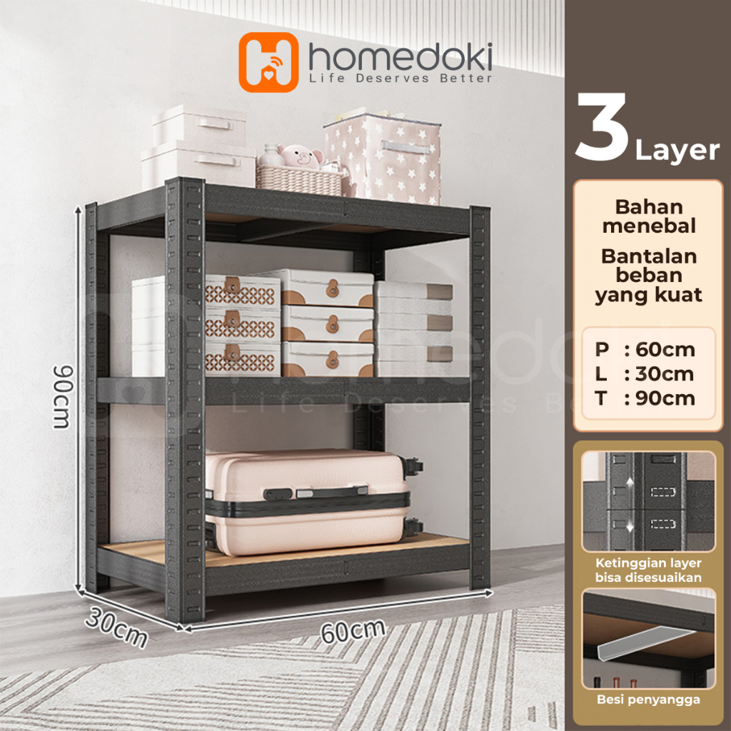 Jual Homedoki Rak penyimpanan 5 tingkat / 5 susun Rak gudang Serbaguna ...