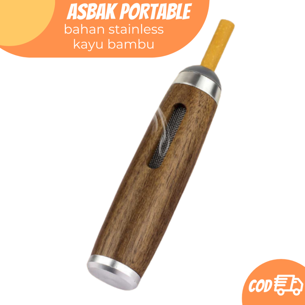 Jual asbak portable mobil bahan stainless kayu bambu rokok | Shopee ...