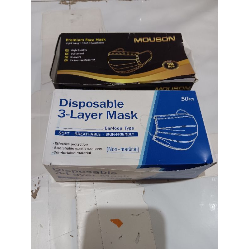 Jual masker Mouson Model Medis 5ply isi 50 pcs kasih keterangan warna ...