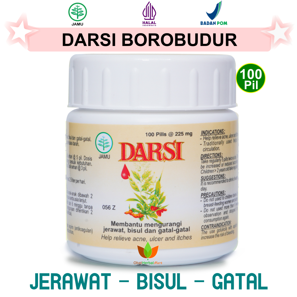 Jual 100 PIL DARSI BOROBUDUR, JAMU OBAT HERBAL JERAWAT WAJAH BADAN PRIA ...