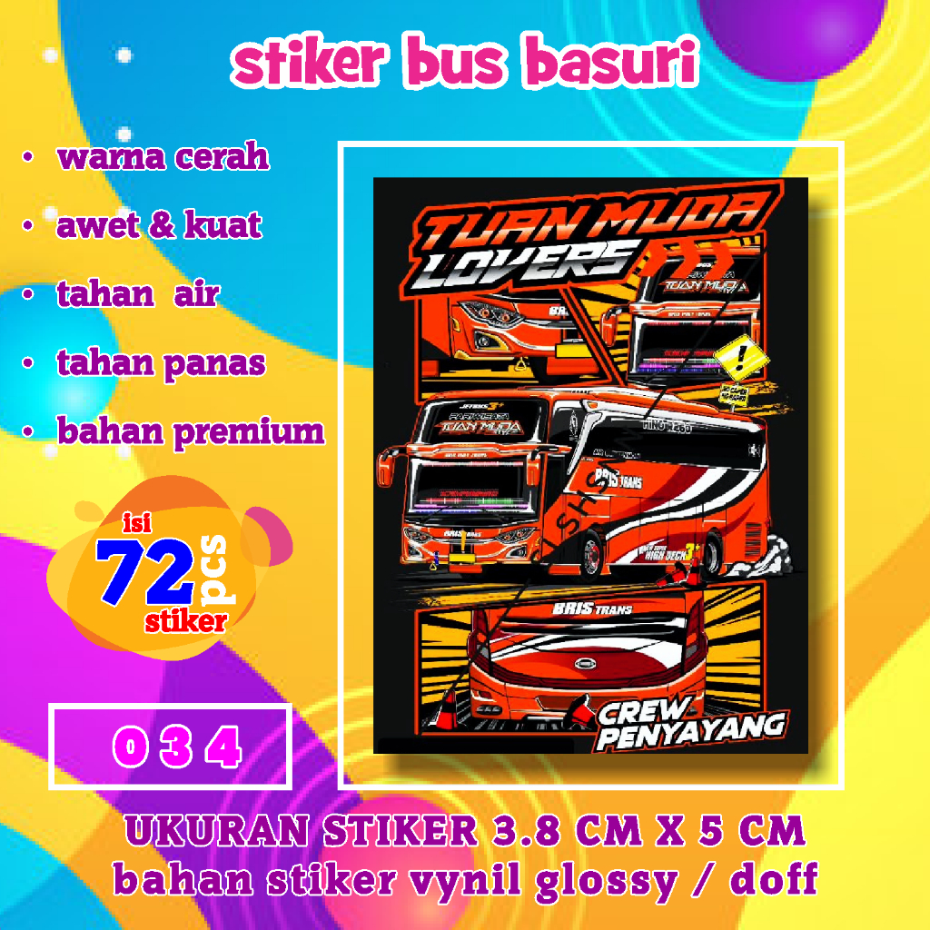 Jual stiker bus basuri tuan muda lovers [034] warna cerah kuat tidak ...