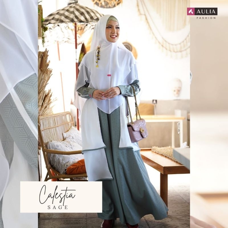 Jual Gamis Syar'i Mewah murah meriah, Set Gamis Aulia Calestia Sage ...