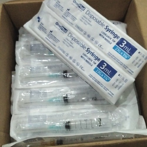 Jual spuit 3cc spuit 3ml syringe 3cc 3ml onemed with needle suntikan ...