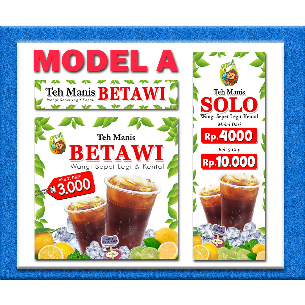 Jual Spanduk Kedai Warung ES Teh Manis POCI, SOLO, NUSANTARA, Banner Es ...