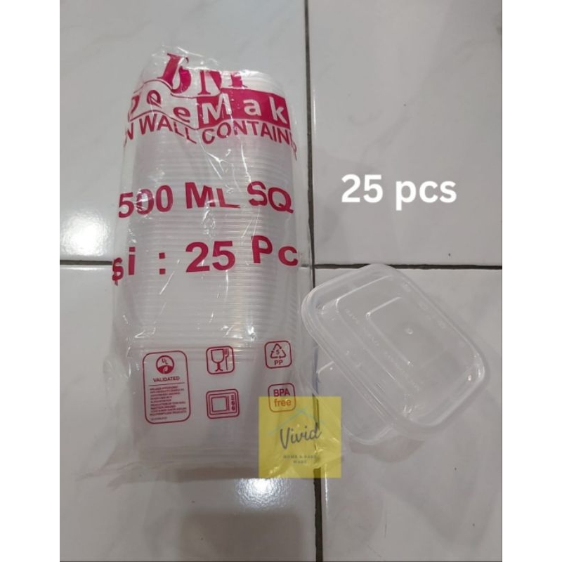 Jual Thinwall Kotak Persegi Dm 500 Ml Kotak Makan Plastik Anti Pecah