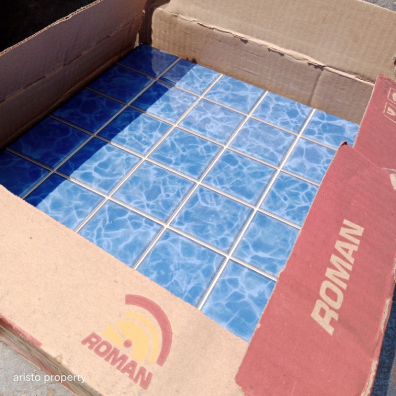 Jual ROMAN precut dAtlantic Cobalt 30x30 keramik kolam renang Kamar ...