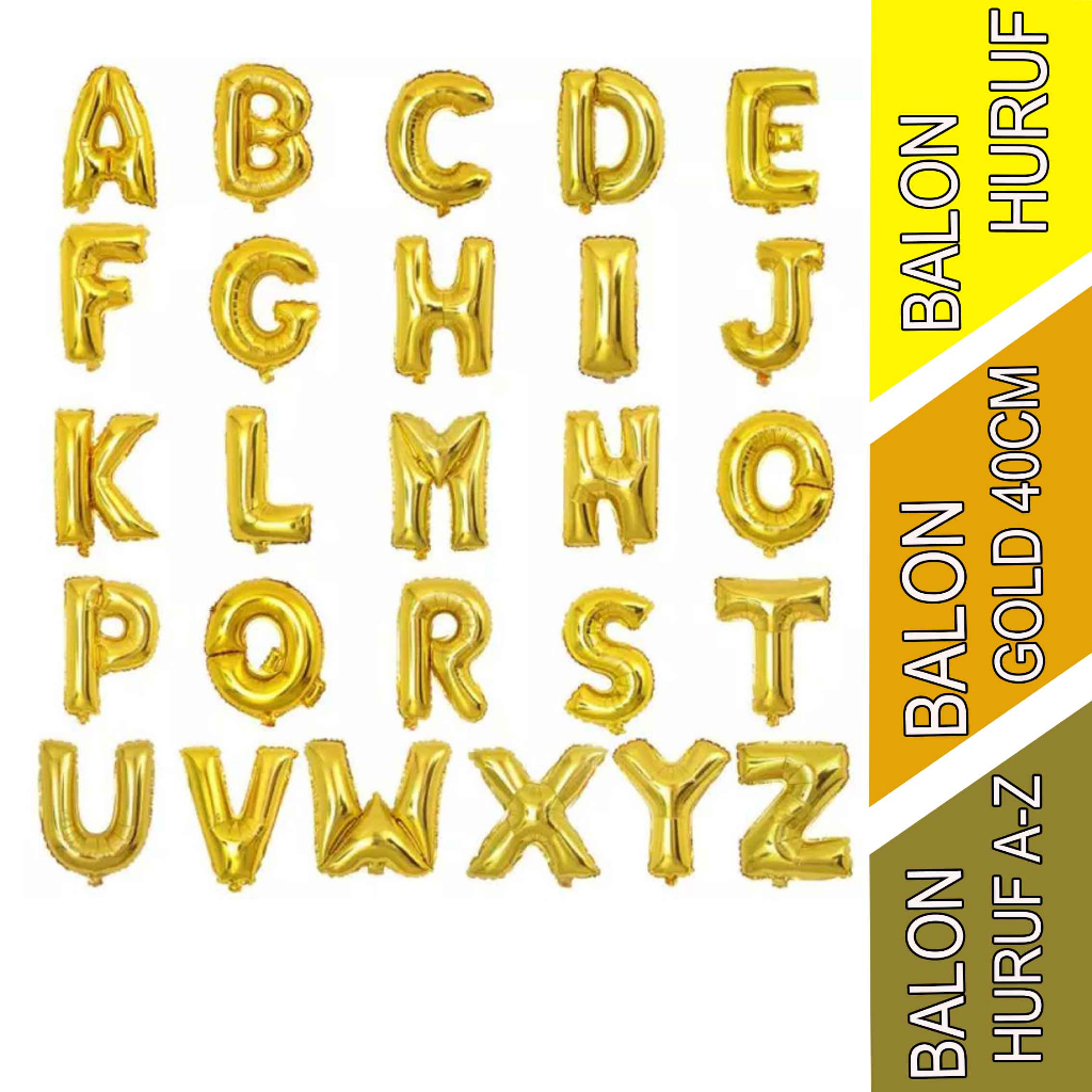 Jual Balon Gold 40cm - Balon Huruf - Balon Foil Huruf A-Z | Shopee ...