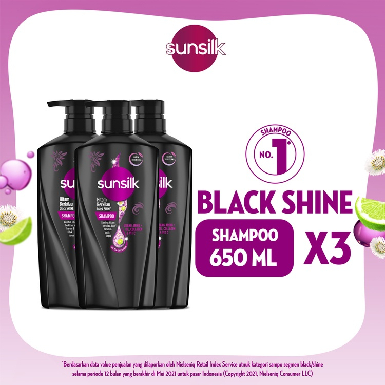 Jual Sunsilk Shampoo Black Shine 3 x 650 mL | Shopee Indonesia