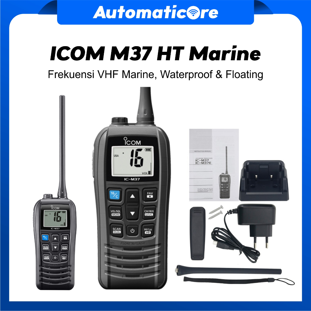 Jual Handy Talky Icom IC M37 VHF HT Marine HT Kapal Laut Anti Air & Bisa Mengapung | Shopee ...