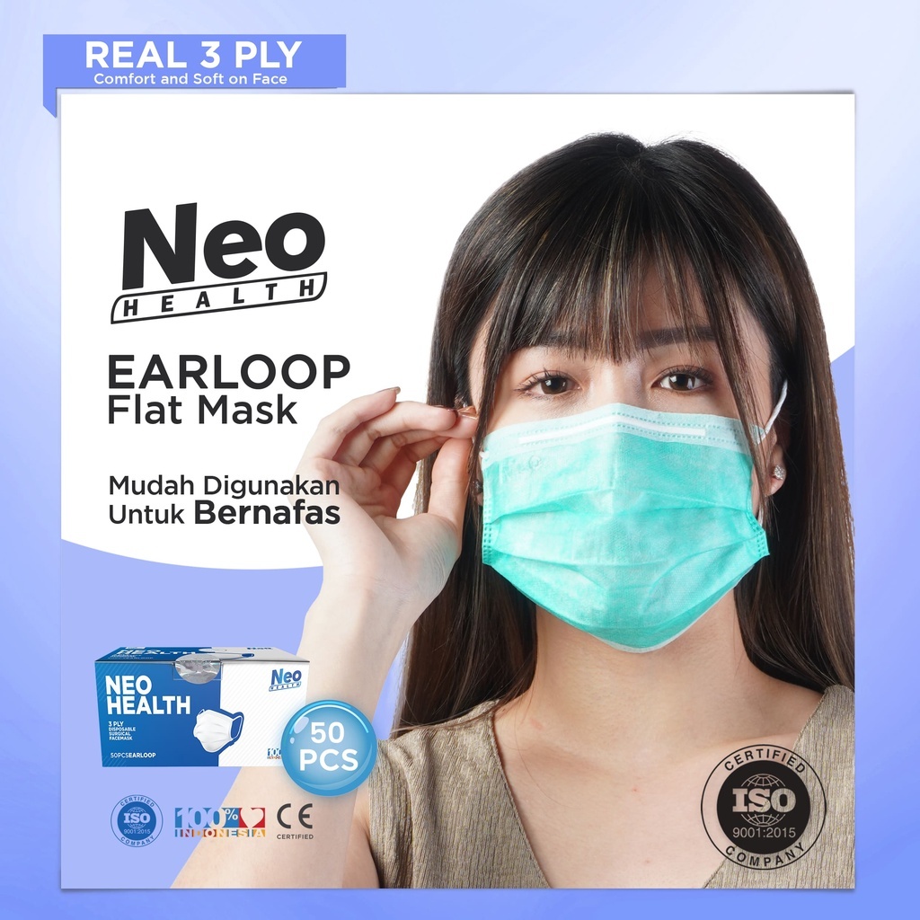 Jual Neo Health Mask Masker Medis Neo Earloop 3Ply Filtrasi 95% 1 Box ...