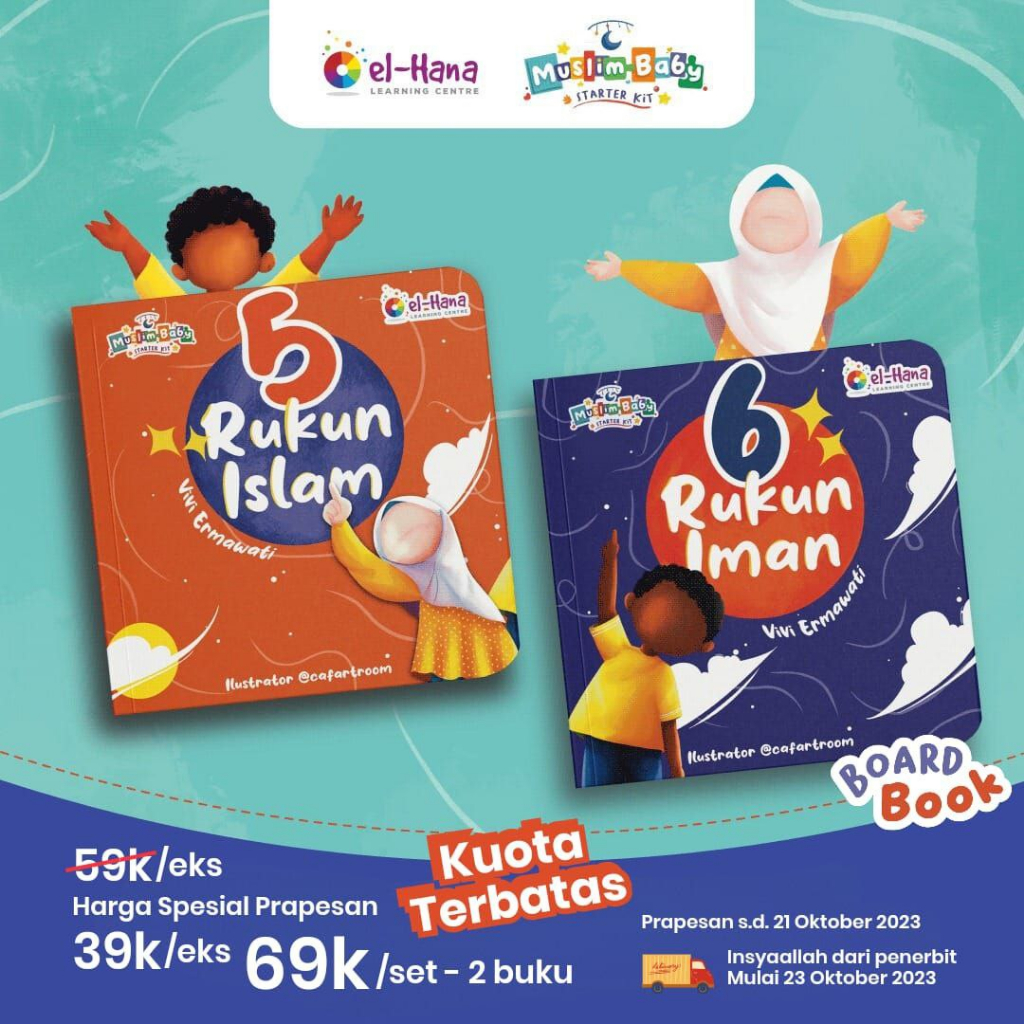 Jual [ABC] READY Baby Muslim Starter Kit Elhana Buku Bacaan Anak Rukun ...