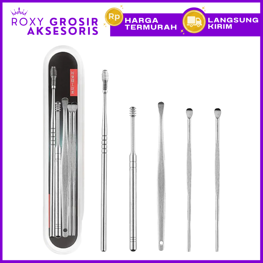 Jual Alat Pembersih Telinga Stailess Steel / Alat Korek Kuping 5in1 ...